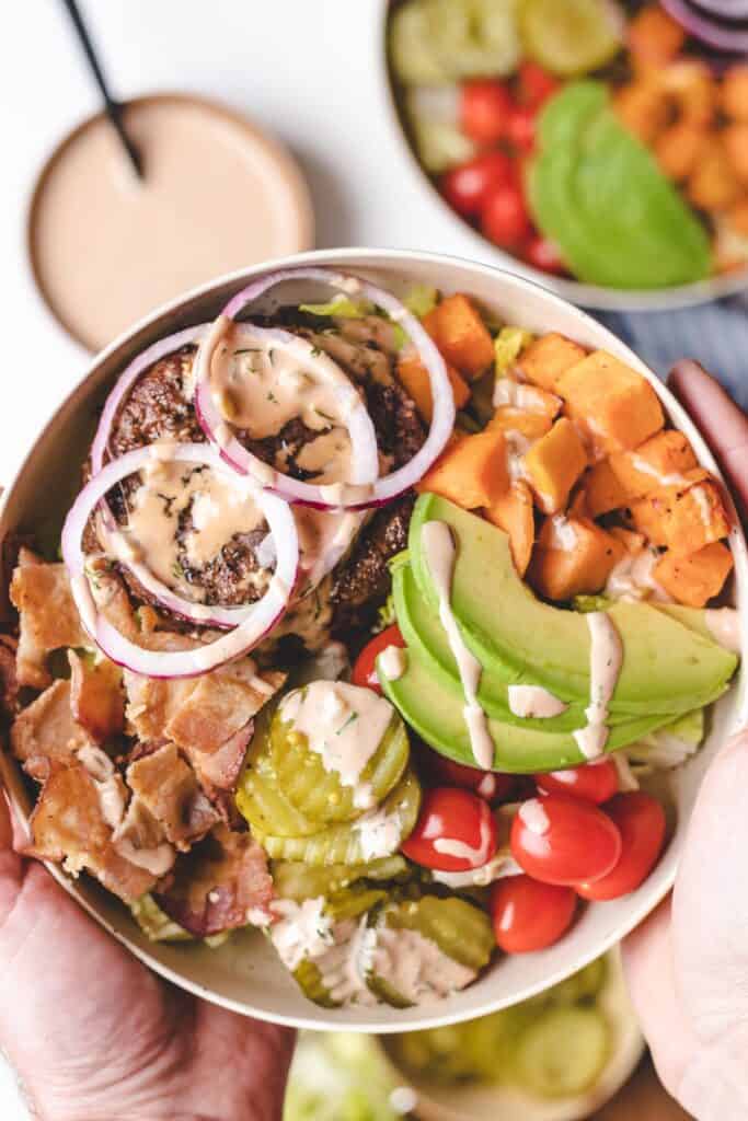 Deconstructed Burger Bowls - The Frizzled Leek