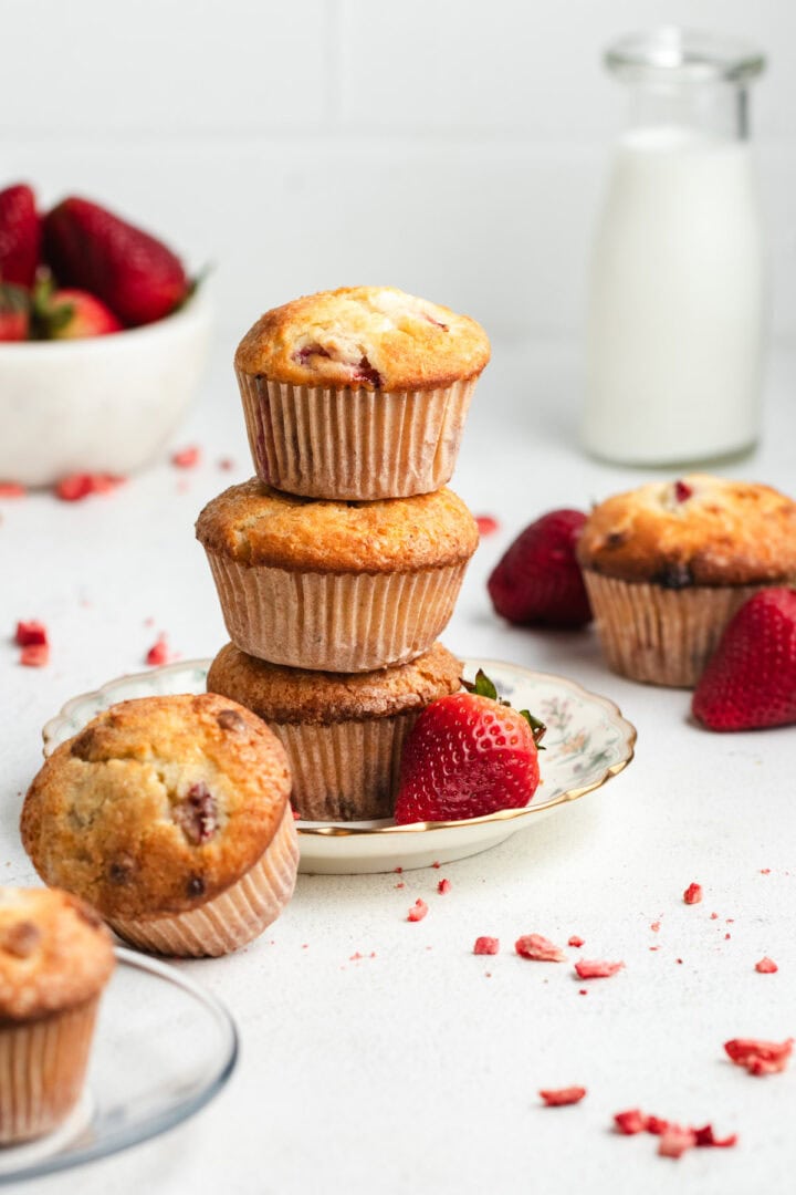 Strawberry White Chocolate Muffins (Bakery-Style) - The Frizzled Leek